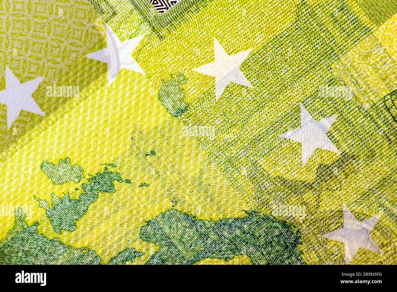 details of the one hundred euro European banknote , a close-up of a ...