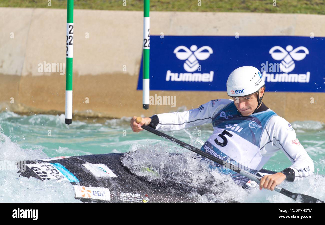 Nicolas Gestin of France competes in the men's C1 at the ICF Canoe ...
