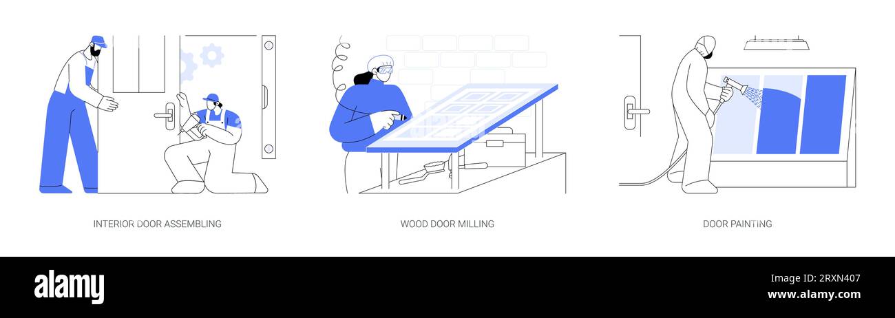 Doors production abstract concept vector illustrations Stock Vector ...