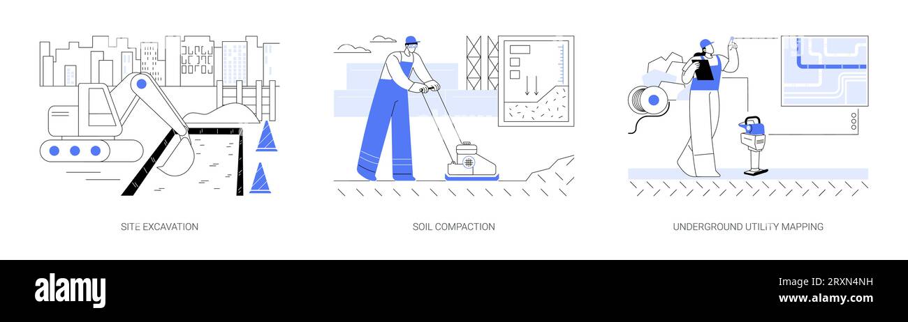 Commercial construction process abstract concept vector illustrations ...