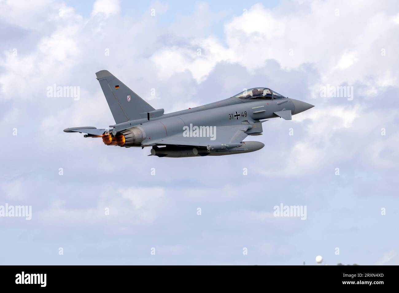 German Air Force Eurofighter EF-2000 Typhoon S (REG: 3148) taking off ...