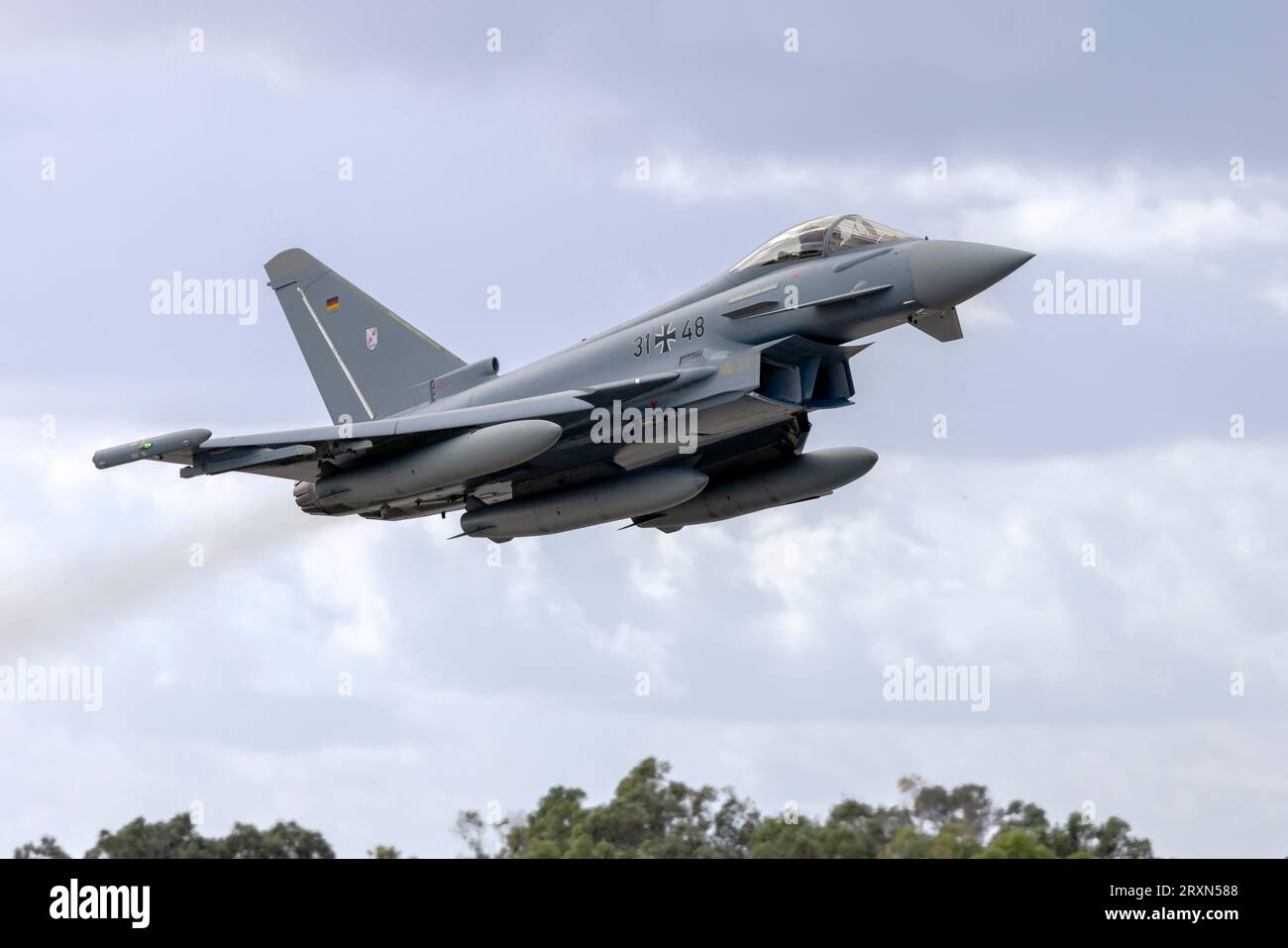 German Air Force Eurofighter EF-2000 Typhoon S (REG: 3148) taking off ...