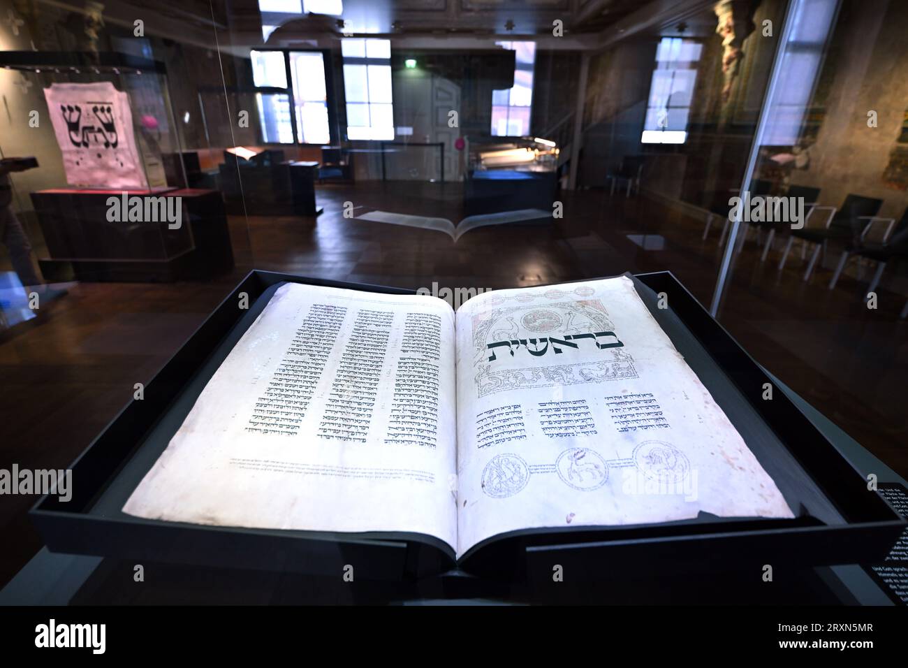 Erfurt, Germany. 26th Sep, 2023. A facsimile of a 14th-century Erfurt ...