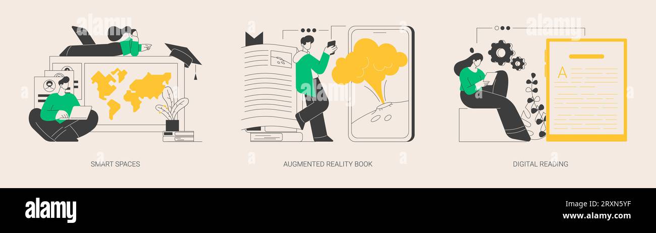 Modern educational technology abstract concept vector illustrations ...