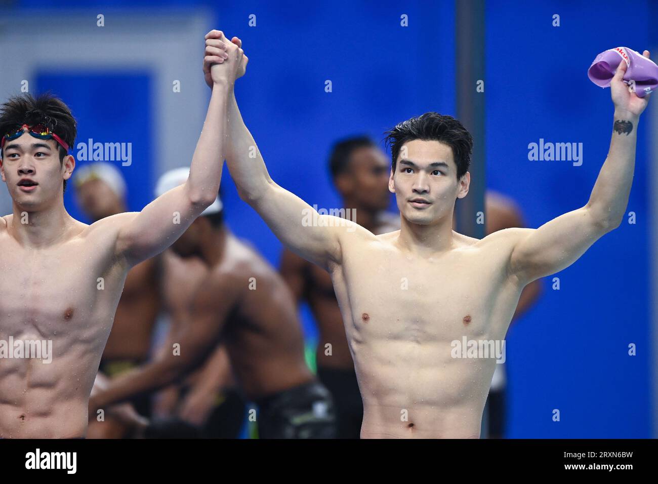 Hangzhou, China's Zhejiang Province. 26th Sep, 2023. Pan Zhanle (L) and ...