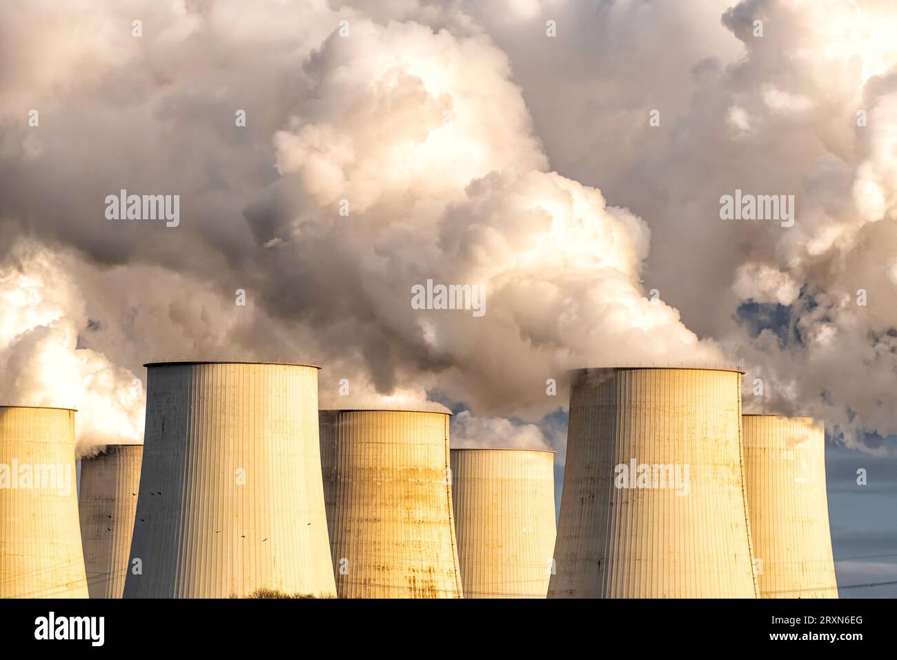 towers of a power plant in Germany with hughe exhaust clouds Stock ...