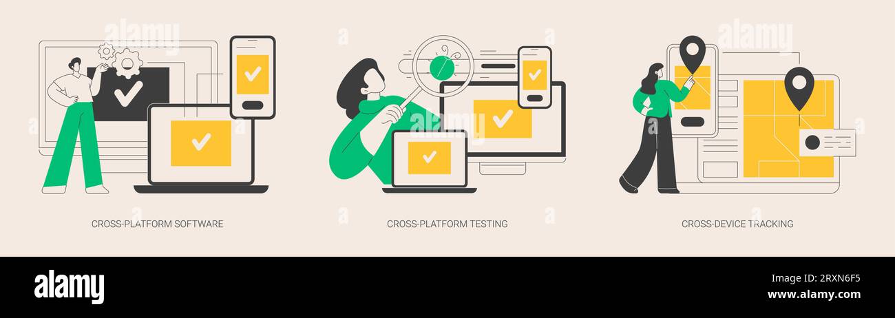 Multi platform framework abstract concept vector illustrations Stock ...