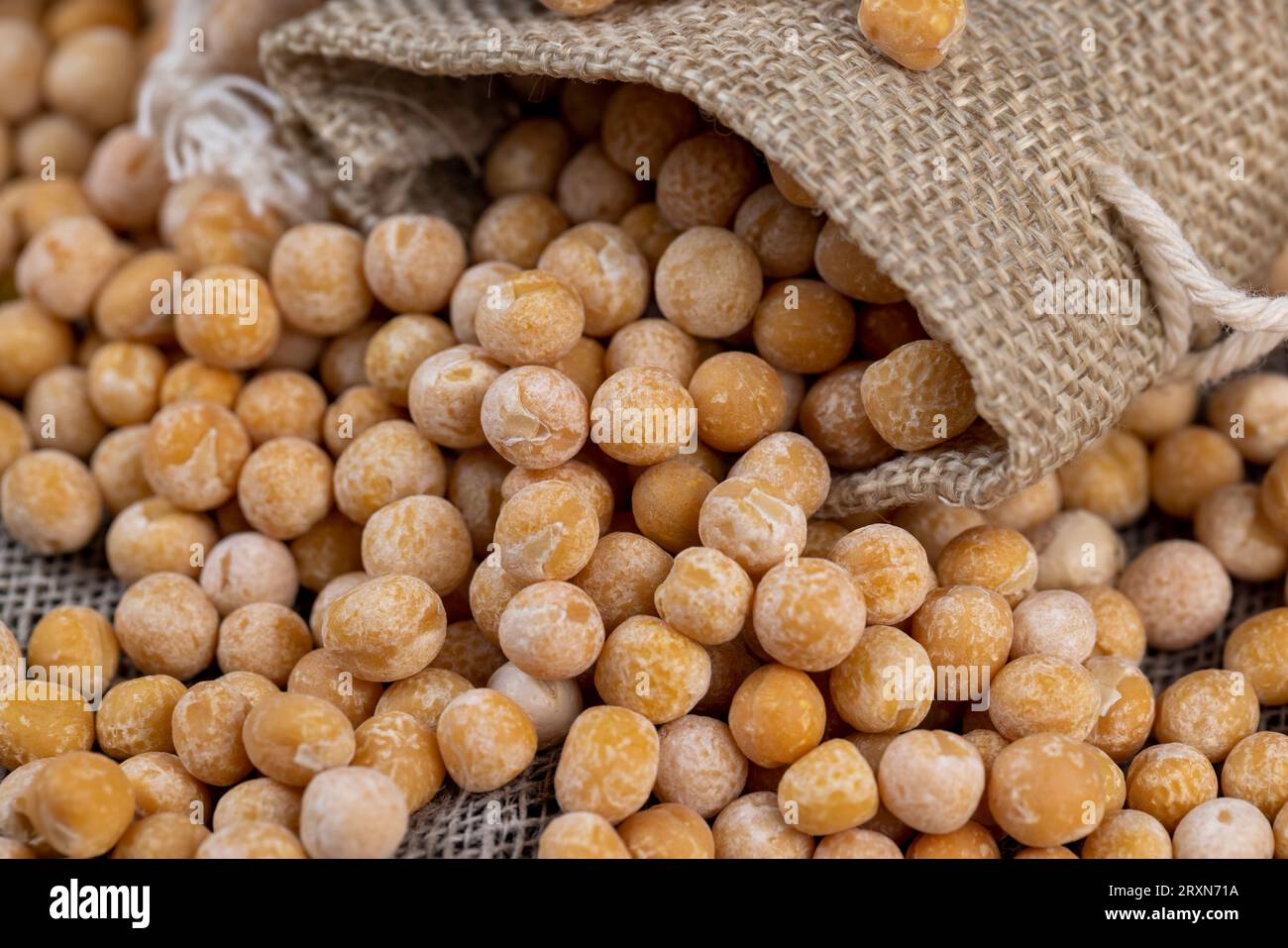 Round yellow peas for cooking porridge, raw yellow peas scattered ...