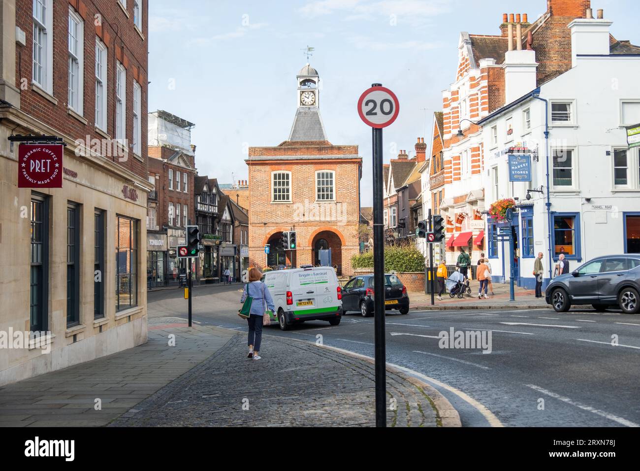 Reigate, Surrey, UK- September 26, 2023: Reigate High Street in the ...