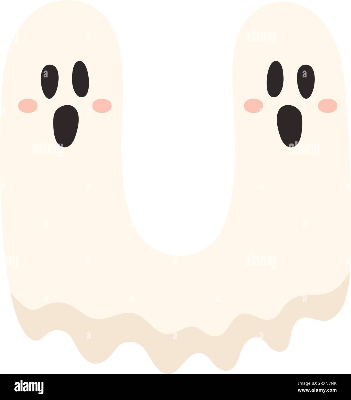 Cute Halloween alphabet letter U ghost character. Funny kids decorative ...