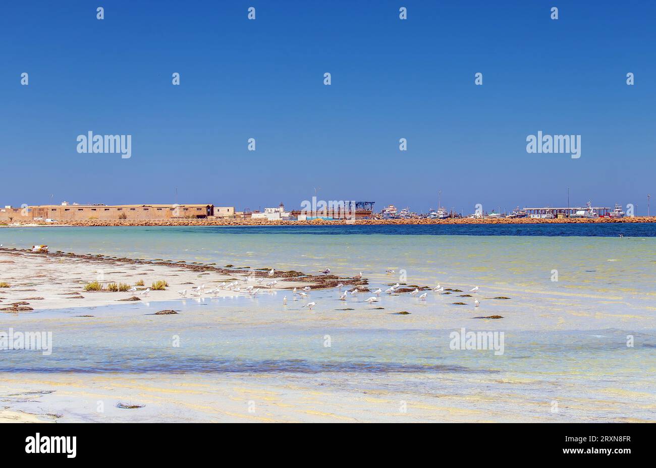 Fishing Port on Two-Tone Beach Stock Photo - Alamy