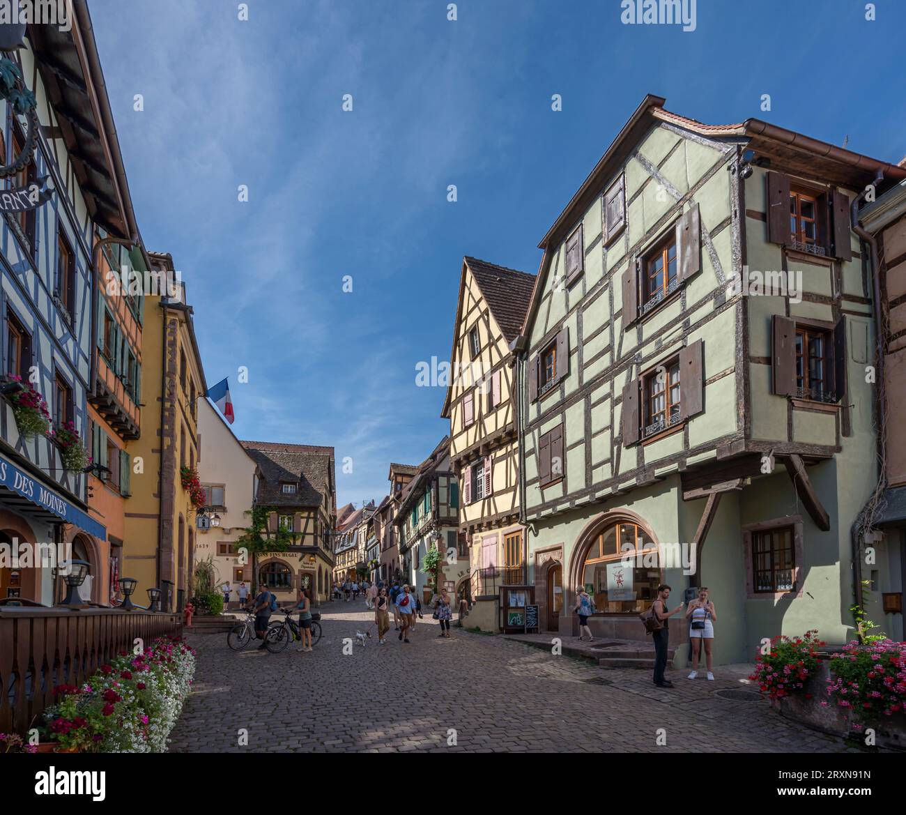 Riquewihr, France - 09 04 2023: The wine route. View of the typical ...