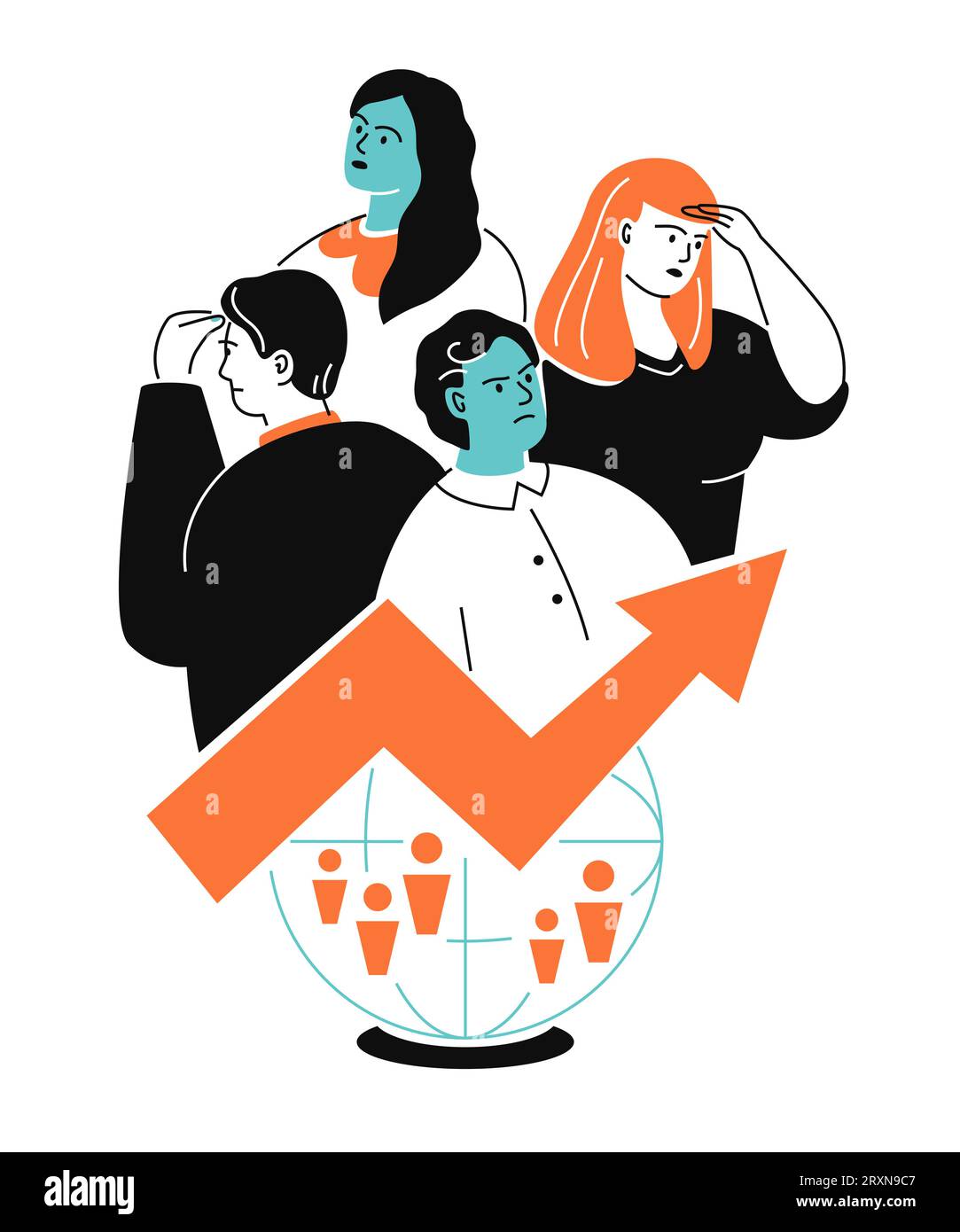 The problem of overpopulation - colorful flat design style illustration ...