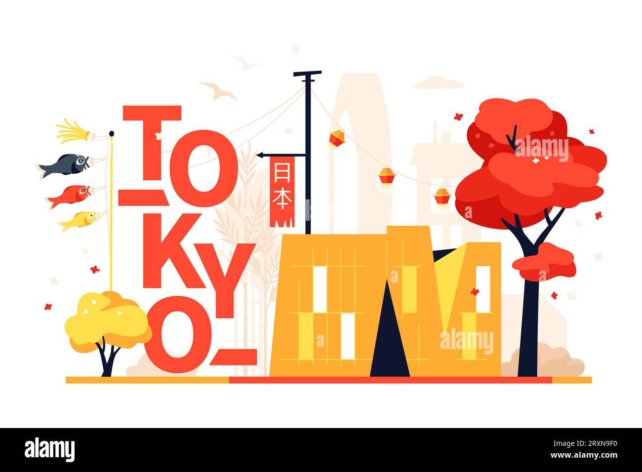 Life in Modern Tokyo - modern colored vector illustration Stock Vector ...