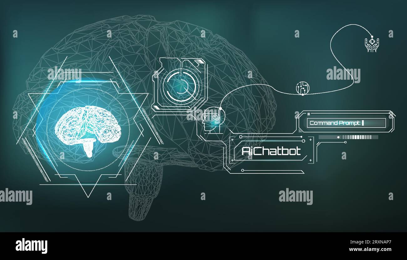 Vector infographics about the interaction of the brain and artificial ...