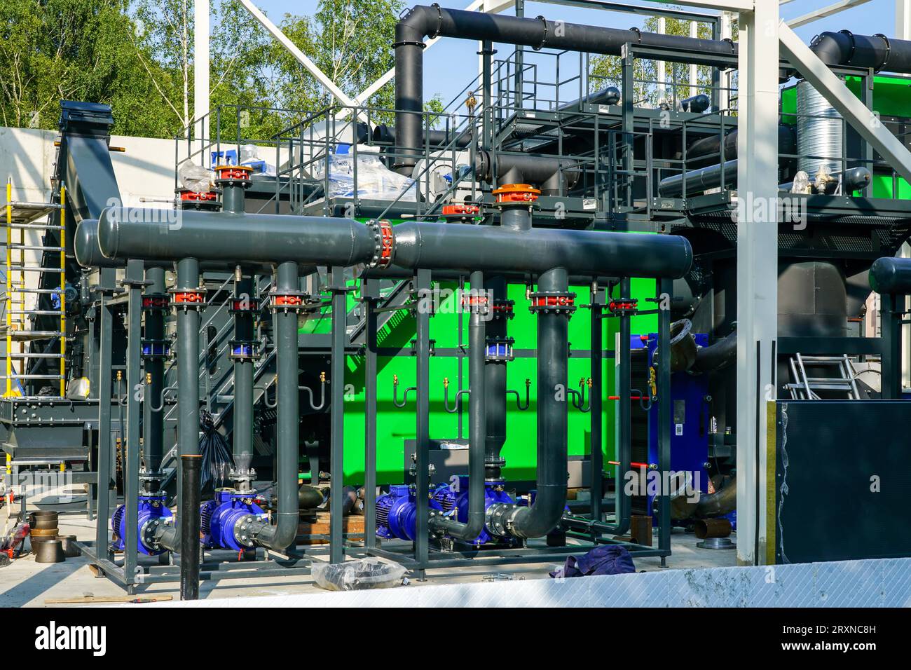 New modern unfinished wood chip biofuel boiler house for increased heat ...