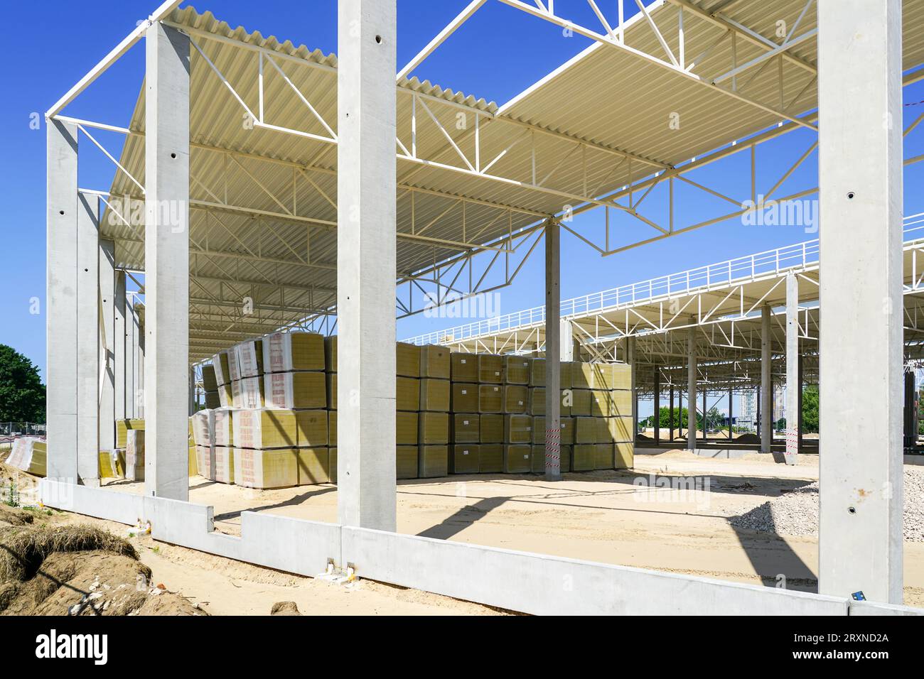 Reinforced concrete supports and foundation blocks of unfinished ...