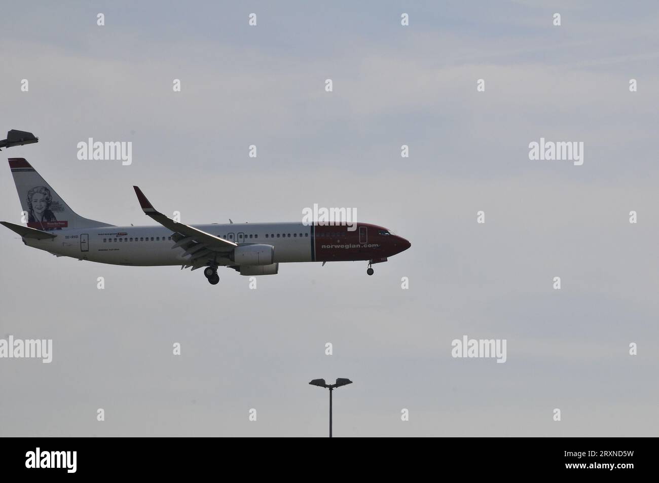 26. sept. 2023/.Norwegian airline plane landing in Kastrup Copenhagen ...