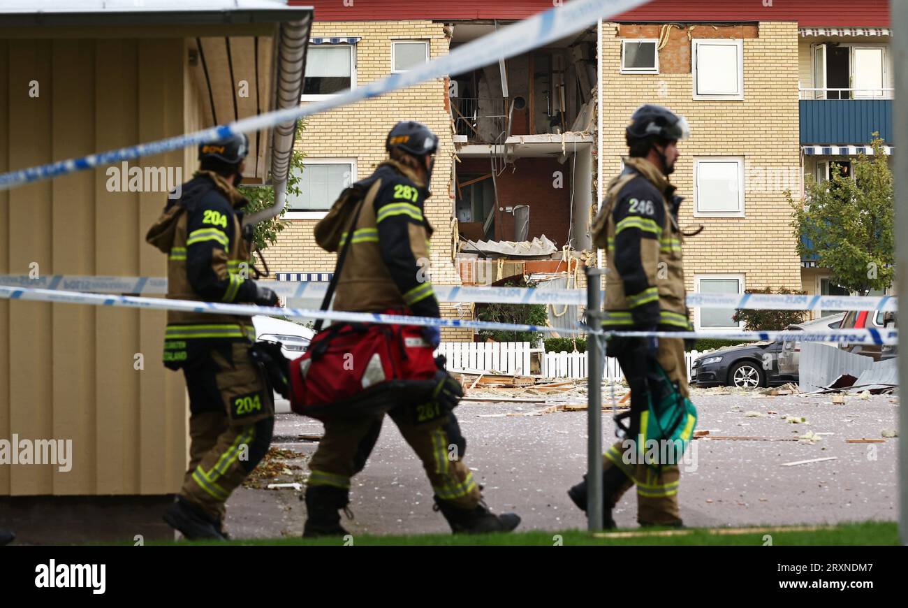 An explosion has occurred in an apartment building in Linköping, Sweden ...