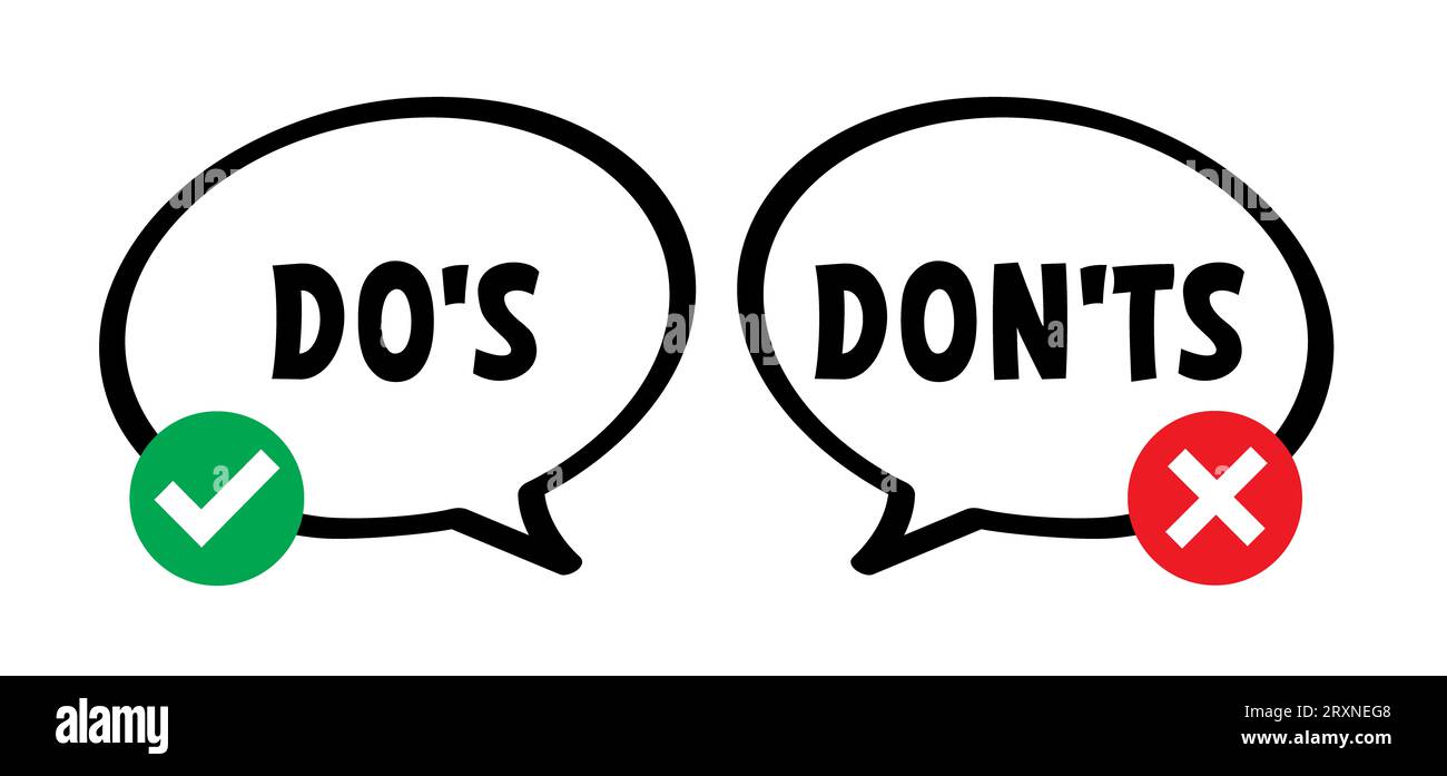 Emoticon sign. do's en don'ts or do and don't, check mark. Compliments ...