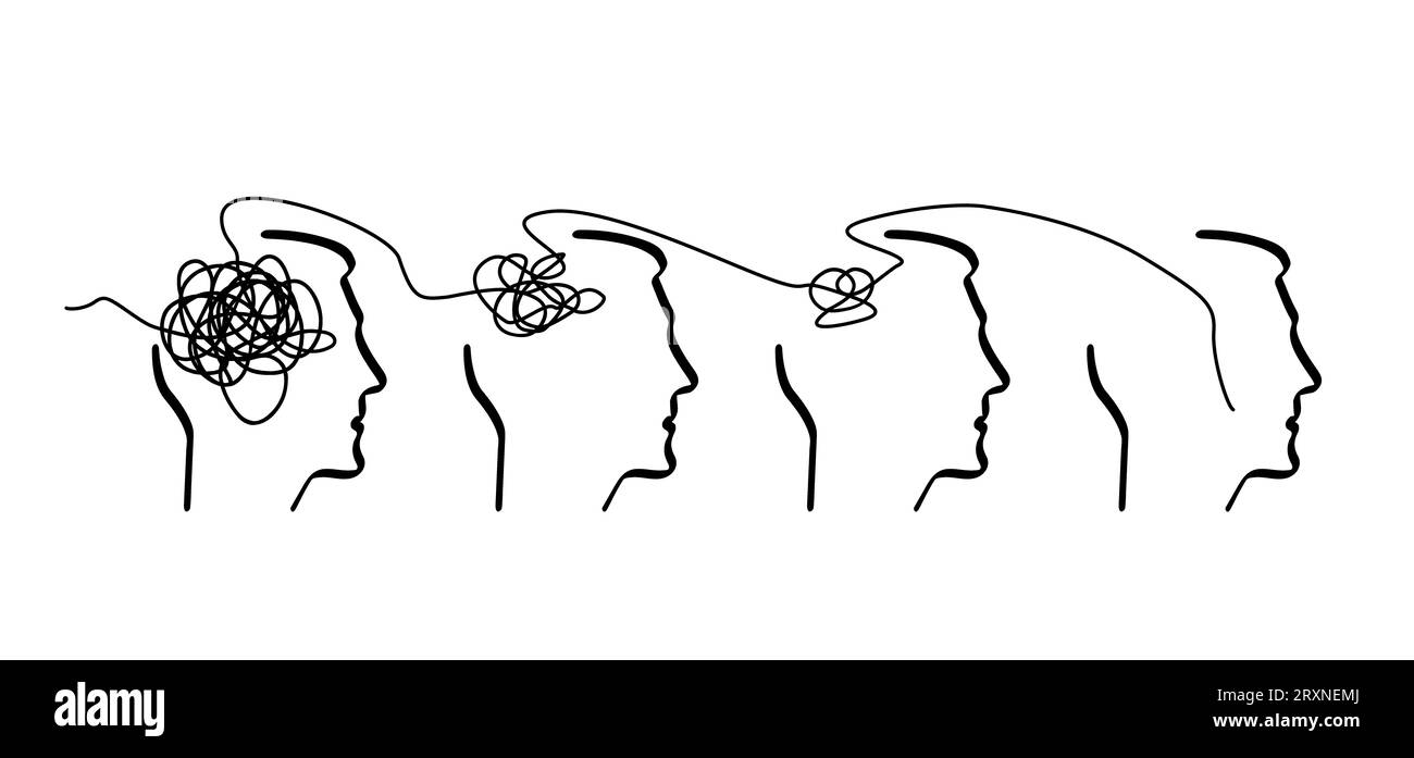 Cartoon brainstorming and mental problem solving, psychotherapy Concept ...