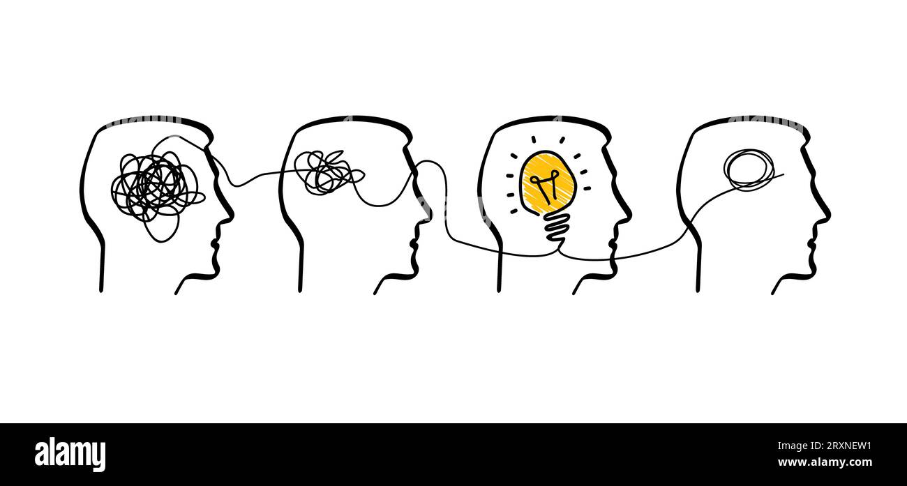 Cartoon brainstorming and mental problem solving, psychotherapy Concept ...