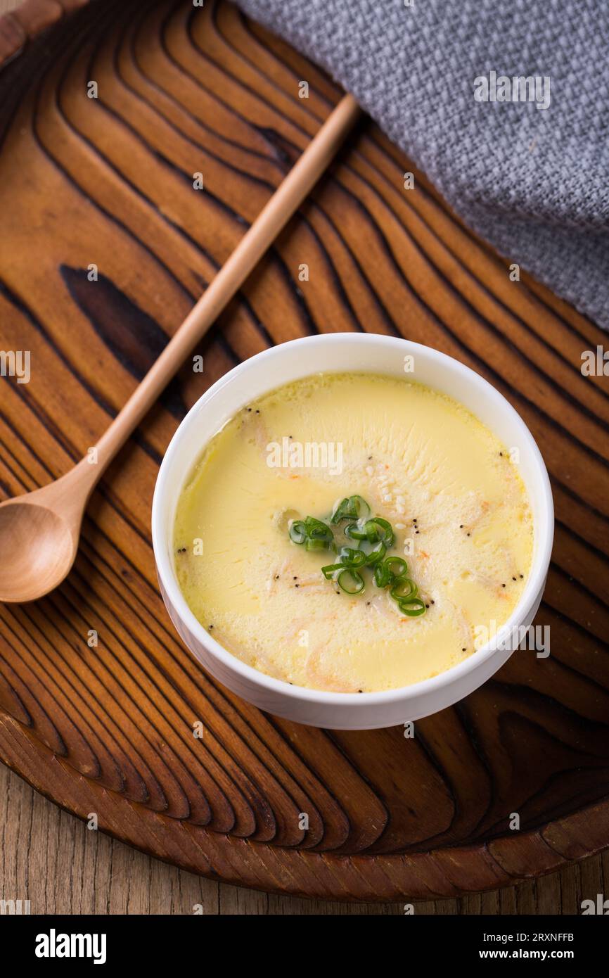 Chinese food, steamed eggs with dry small shrimp Stock Photo - Alamy