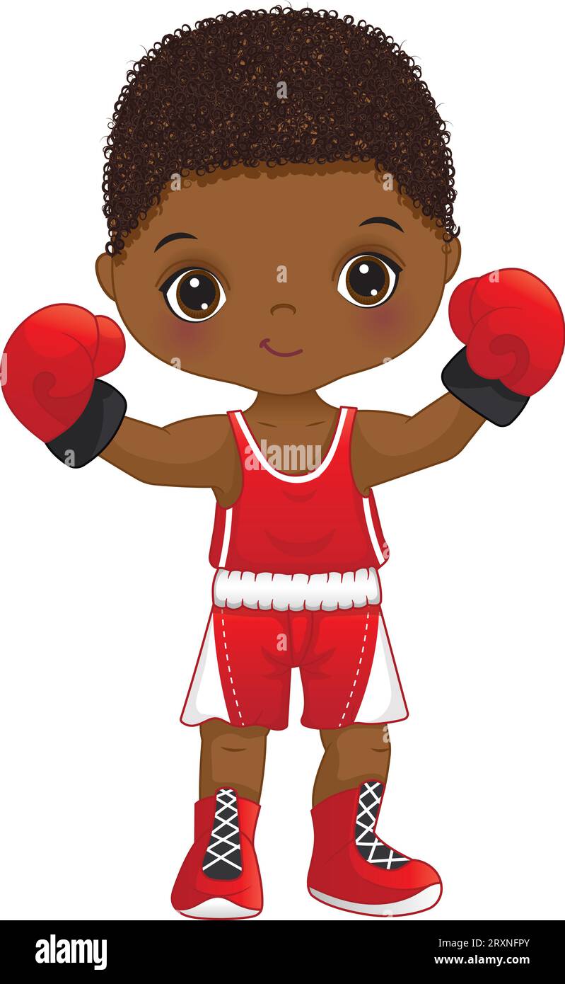 Vector Cartoon African American Boy Boxing Stock Vector Image & Art - Alamy