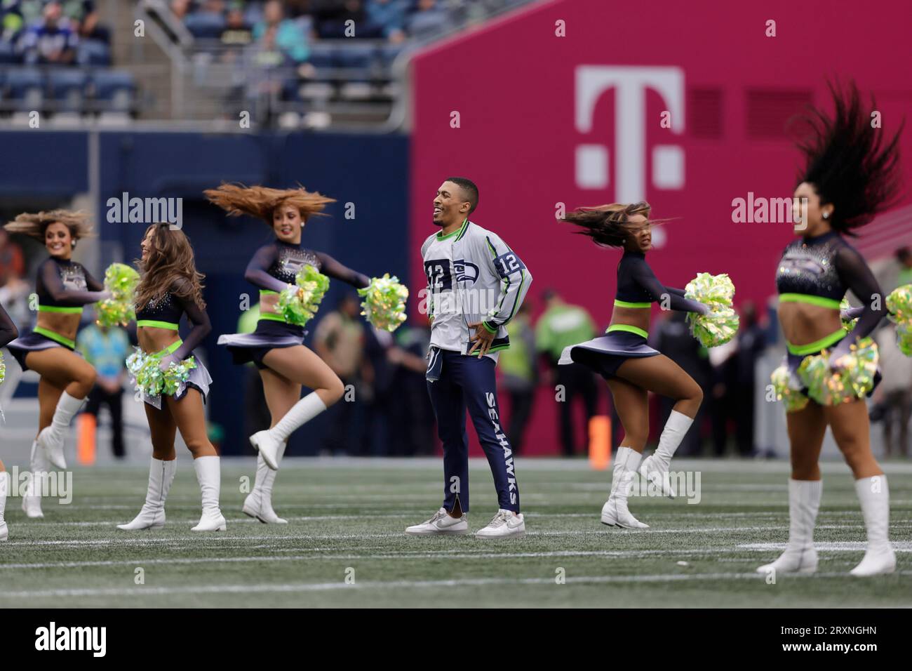 Seattle Seahawks dancers perform on the field before an NFL football ...
