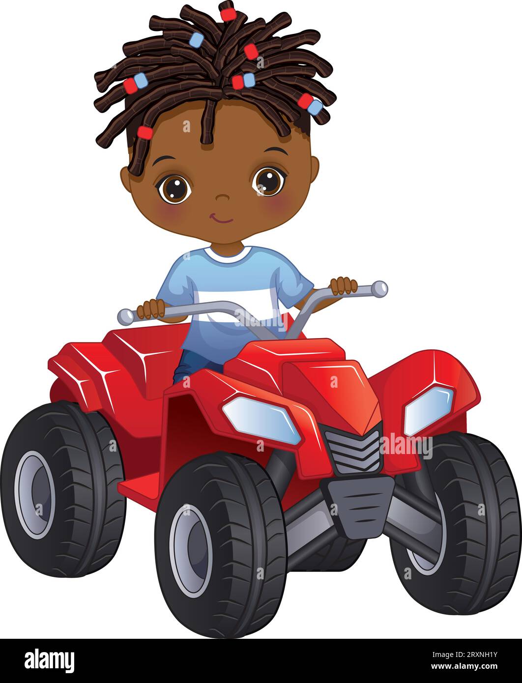 Vector Cartoon Afro Boy Riding Quad Bike Stock Vector Image & Art - Alamy