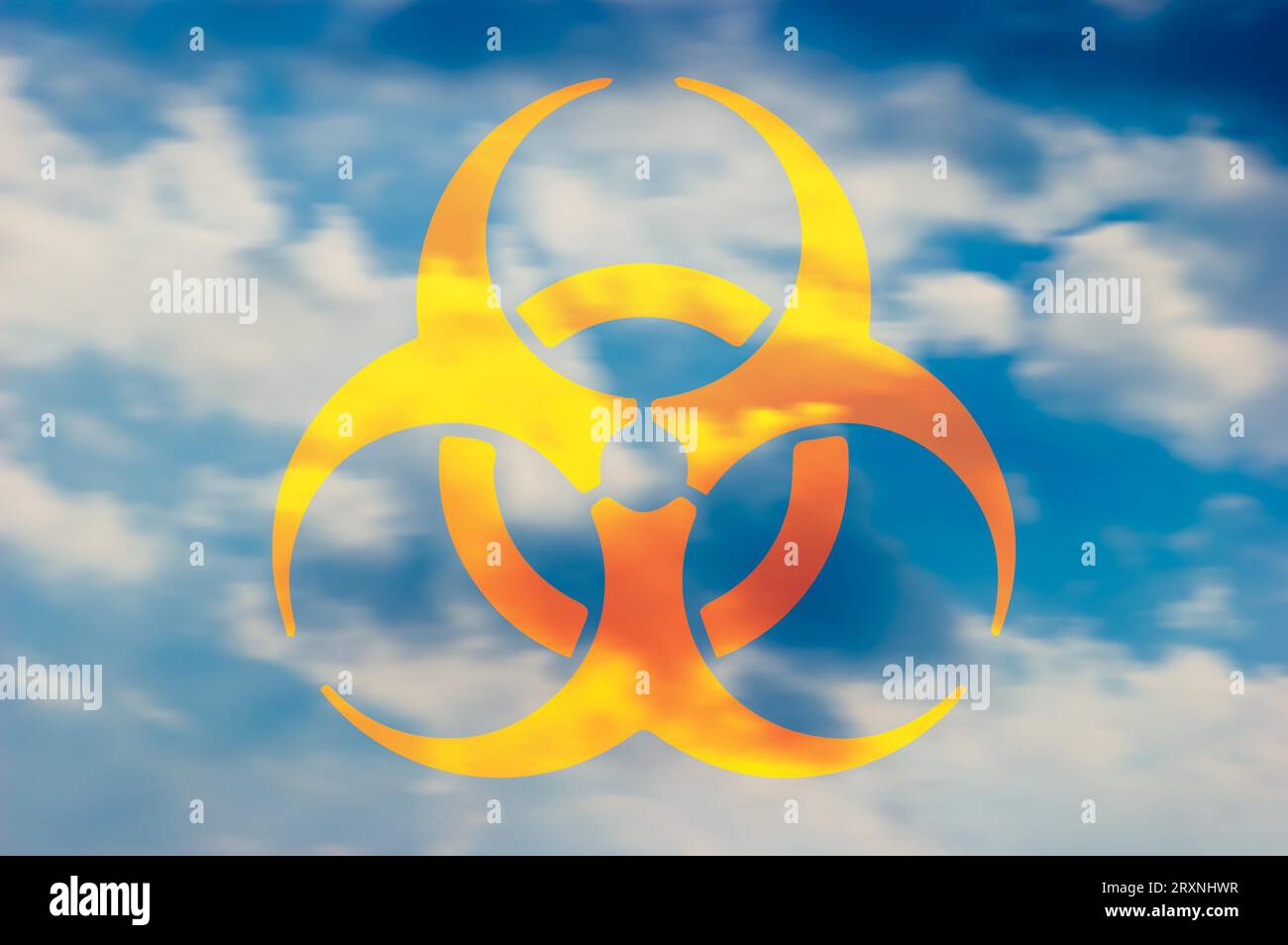 Biohazard symbol in the sky with clouds Stock Photo - Alamy