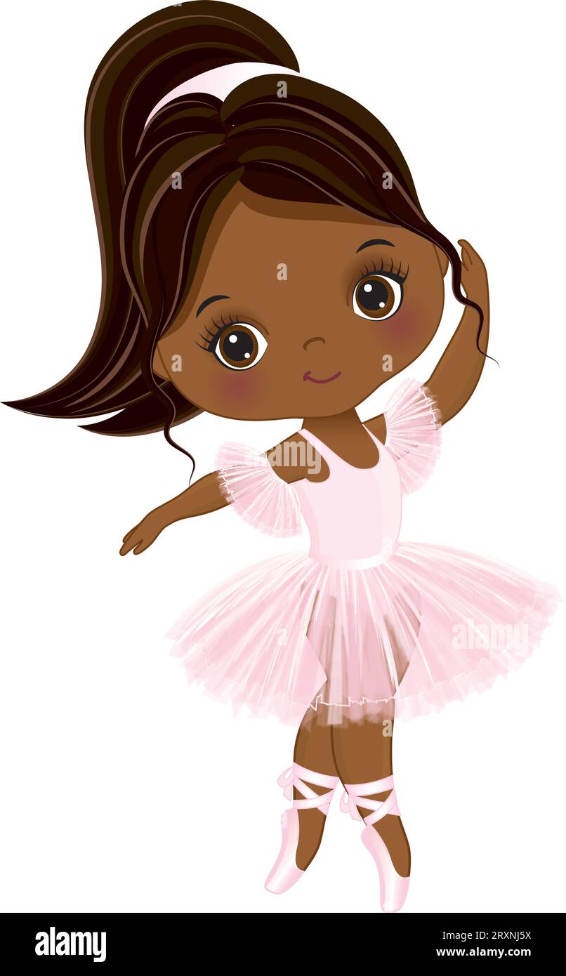 Vector Little African American Ballerina Dancing Stock Vector Image ...