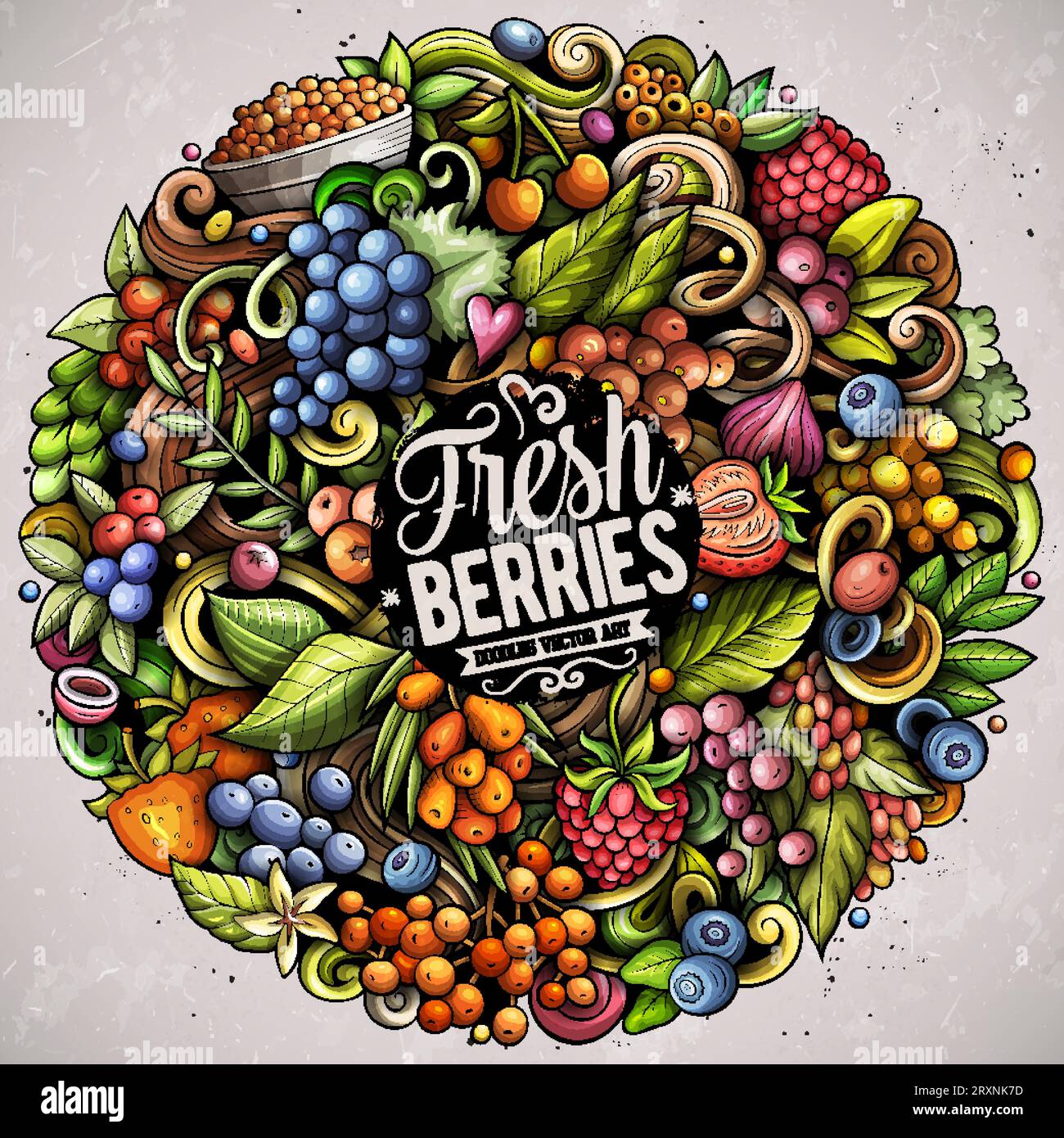 Berry Fruits cartoon vector doodles illustration. Nature food elements ...