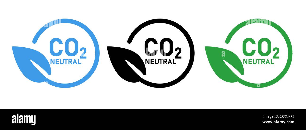 CO2 neutral carbon dioxide symbol label leaf circle tag stamp Stock ...