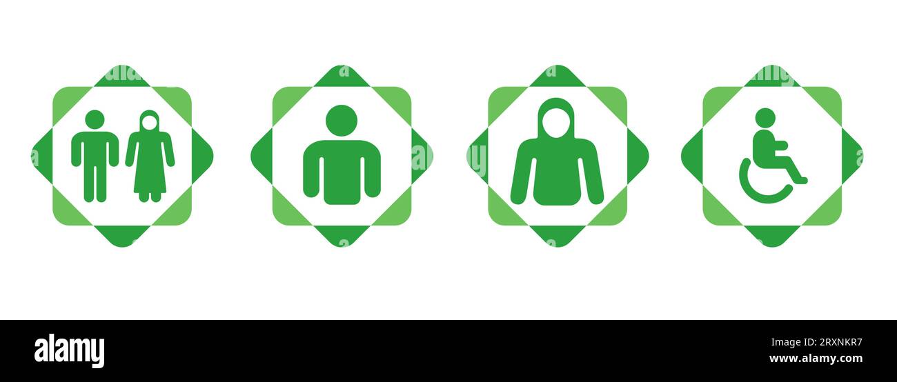 Toilet restroom sign bathroom closet man woman Islam green pattern ...