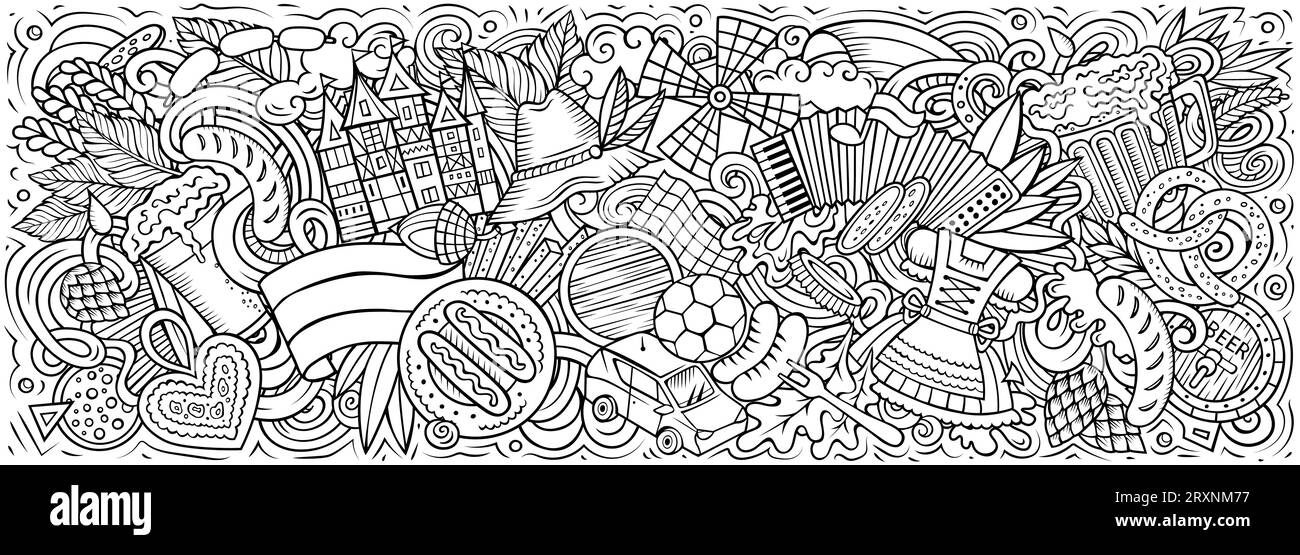 Vector illustration with Germany theme doodles. Sketchy and eye ...