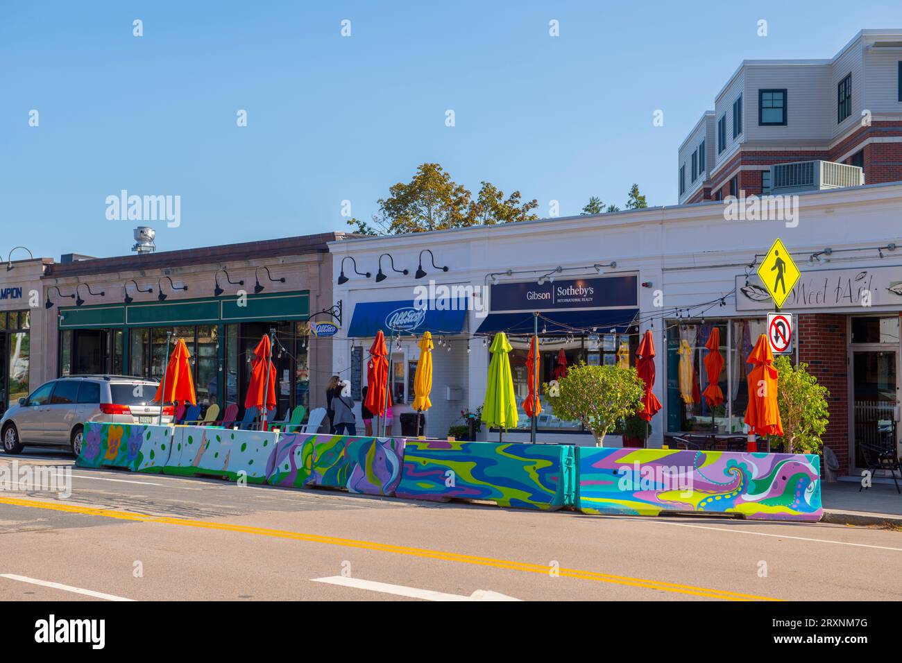 Historic commercial buildings on Great Plain Avenue at Highland Avenue ...