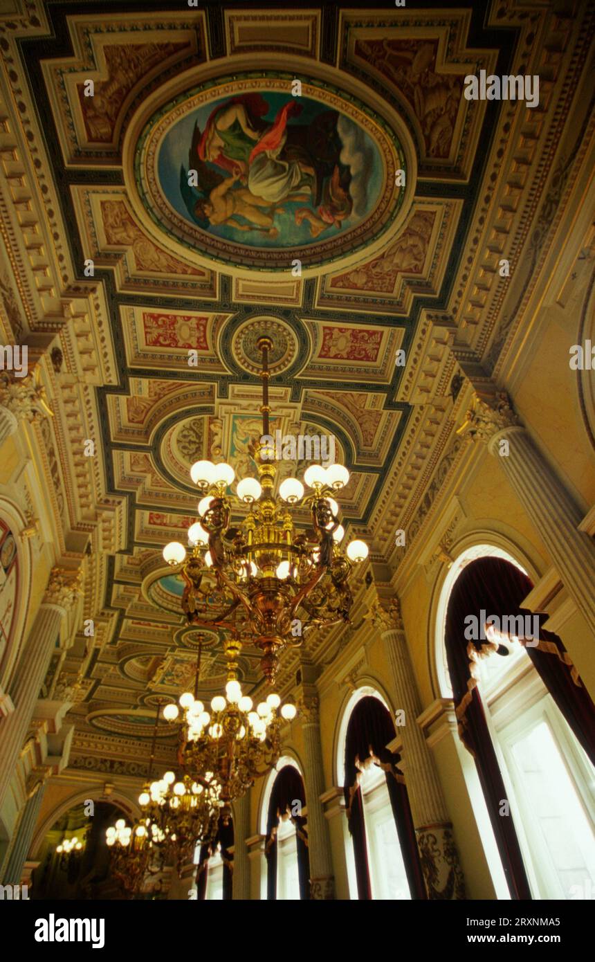 Ceiling painting in foyer of Semper Opera, Dresden, Saxony, Germany ...