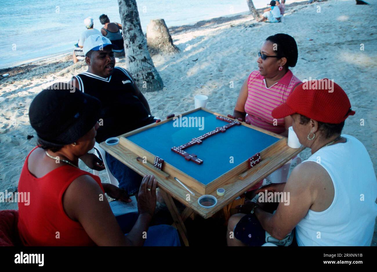 People on the beach playing dominoes, Las Galeras, Samana, Dominican ...