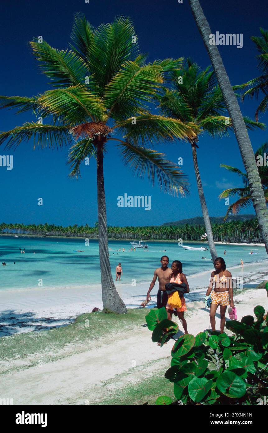 People on the beach, Cayo Levantado, Samana, Dominican Republic ...
