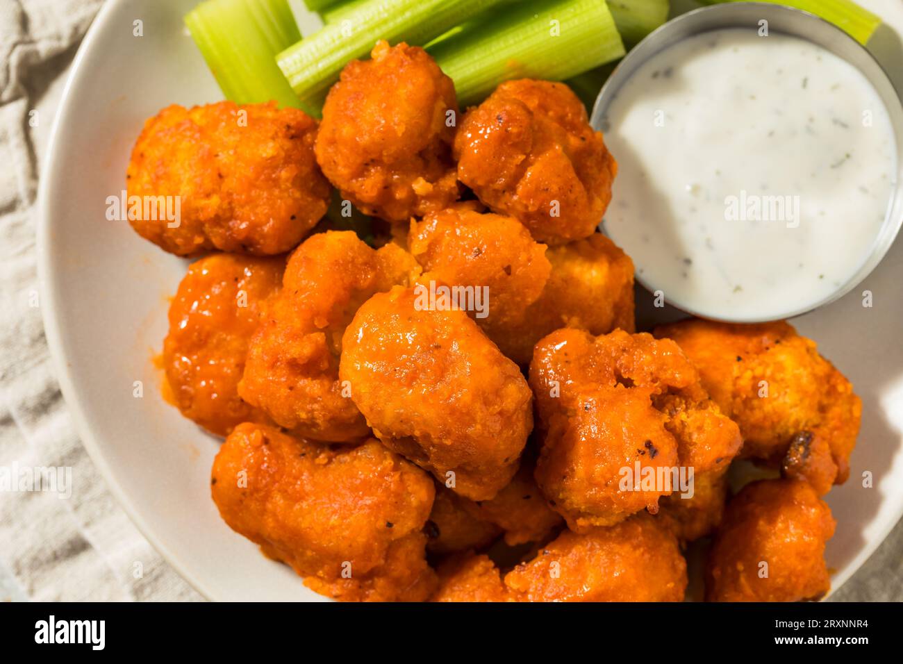 Homemade Spicy Boneless Buffalo Chicken Wings with Celery and Ranch ...