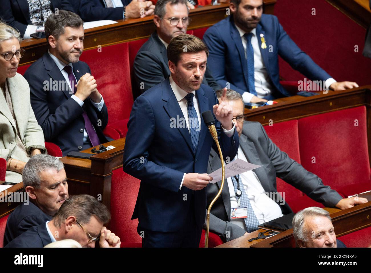 Paris, France. 26th Sep, 2023. Rn deputy Alexandre Loubet during a ...