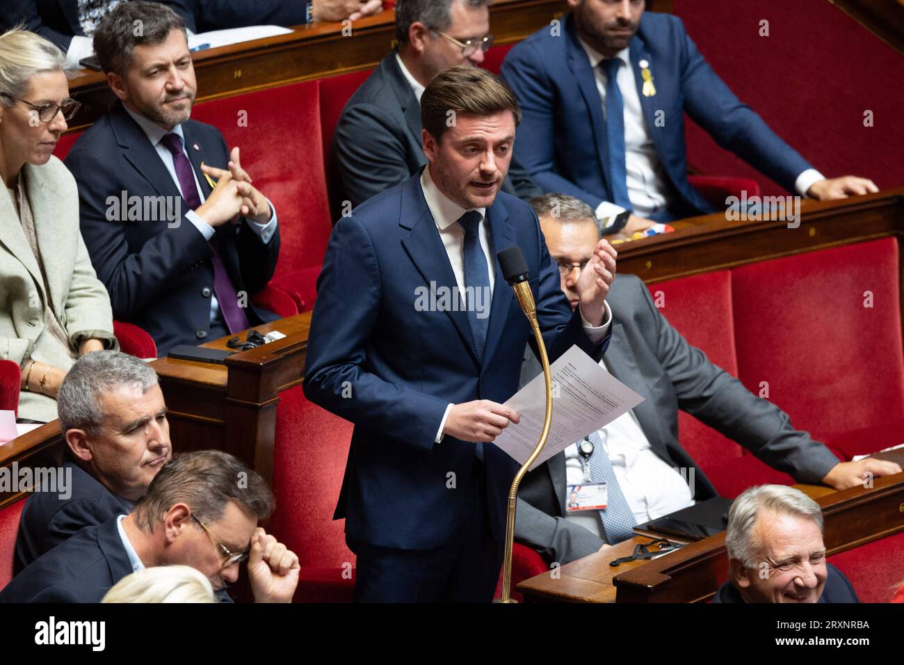 Paris, France. 26th Sep, 2023. Rn deputy Alexandre Loubet during a ...