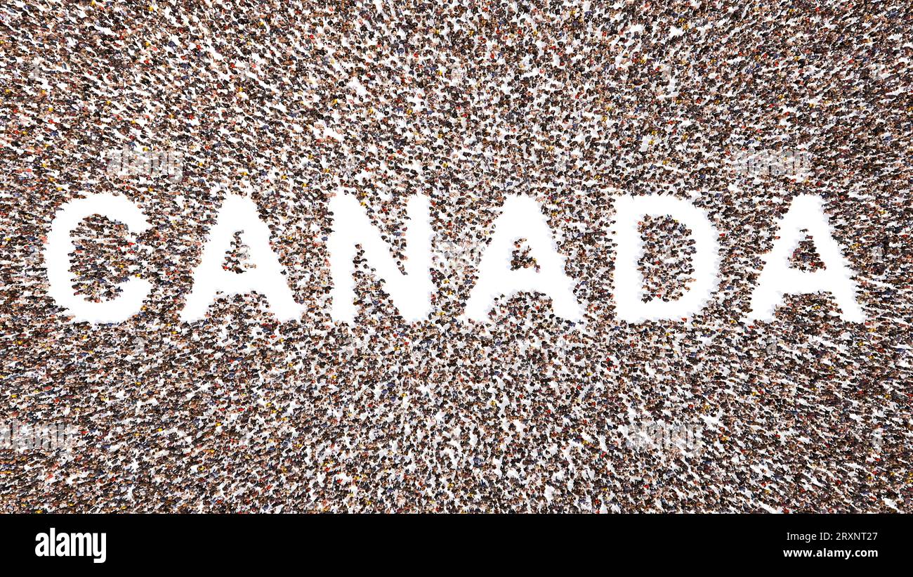 Concept conceptual large community of people forming the word CANADA ...