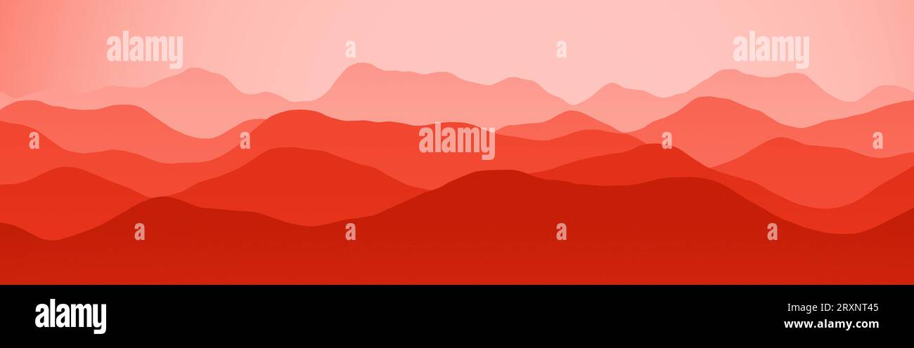 artistic red hills in the time of sun to rise digital drawn texture or ...