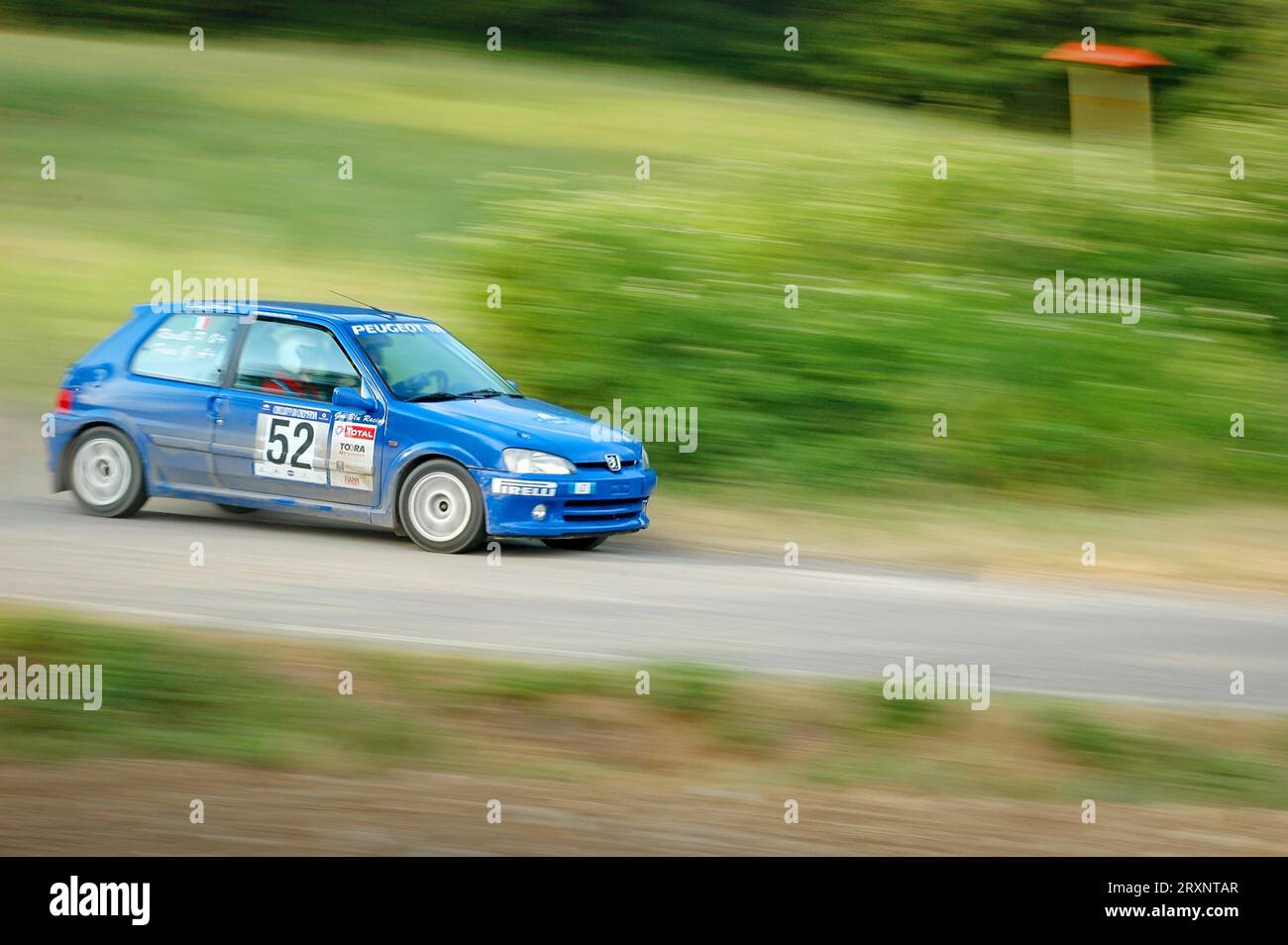 Italy - September 7, 2005 - Unidentified drivers on a blue vintage ...