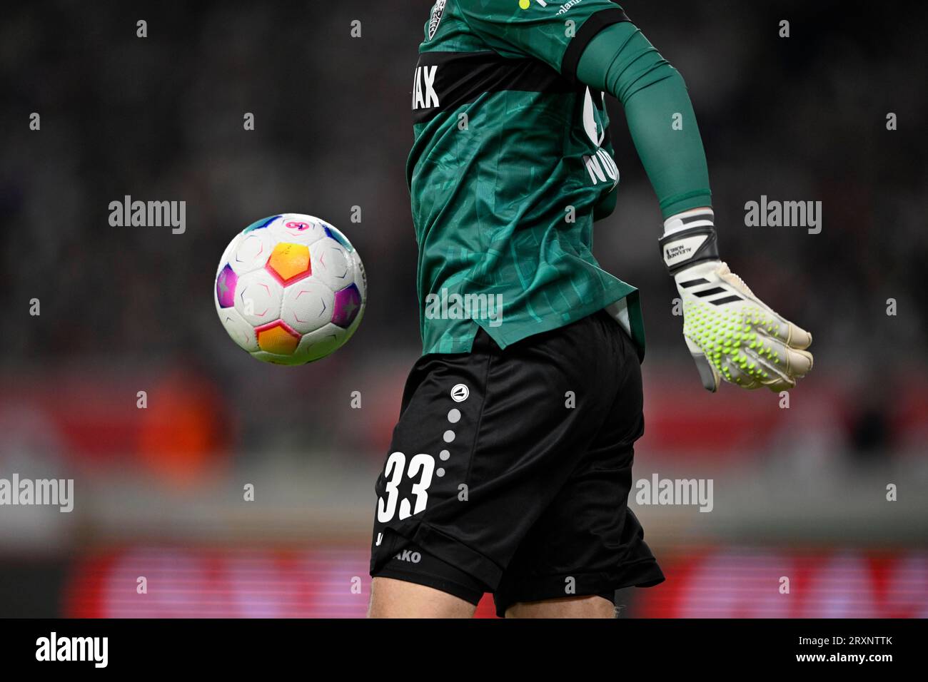 Goalkeeper Alexander Nuebel VfB Stuttgart (33) with ball, MHPArena, MHP ...