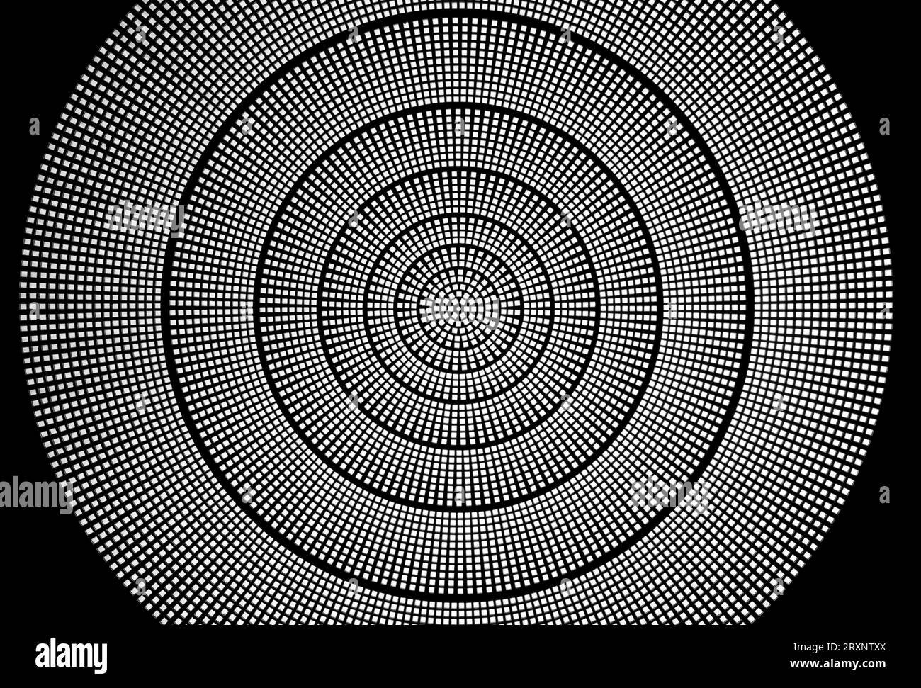 Circular geometric drawing that creates optical effects. Several ...