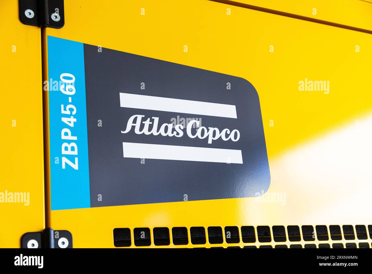 Atlas Copco logo during Saturday's Porsche Carrera Cup in the Grande ...