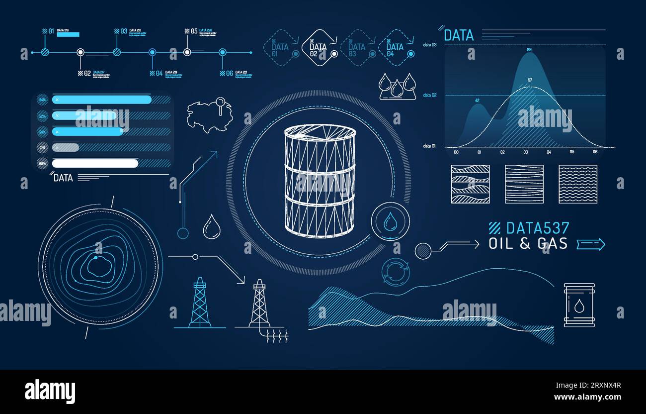 Set of infographic elements about oil exploration and production Stock ...